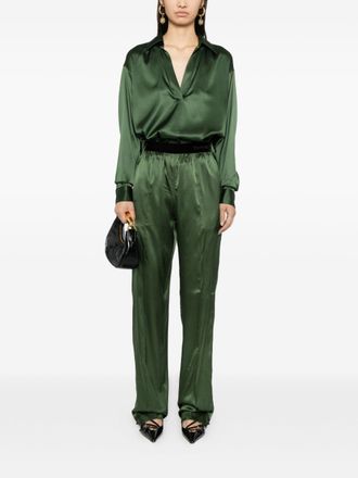 Tom Ford Womens Trousers Moss Green Silk Main