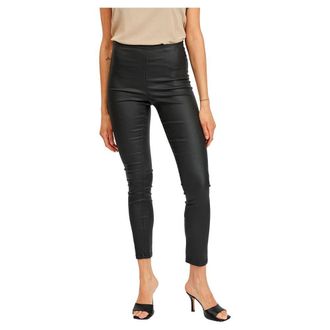 Vila Clothes Damen Slim Leggings VICOMMIT Coated Plain Legging - NOOS 14049672, Einfarbig, Gr. W29 (Herstellergröße: M), Schwarz (Black)