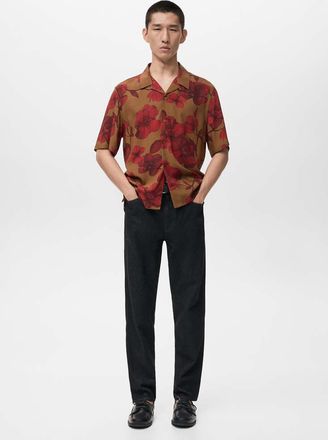 Mango Chemise fluide manches courtes rouge - Homme - XL - MANGO MAN