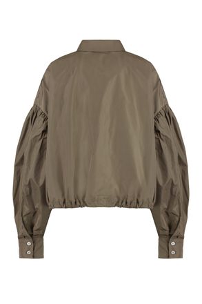 Msgm Womens Taffeta Balloon Sleeve Shirt Beige Polyester