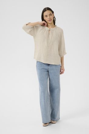 Cream Kurzarm-Bluse Regular fit sand