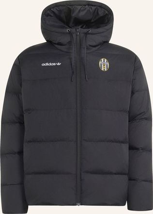 adidas Juventus Turin Climawarm 3-Streifen Puffer Jacke, Kapuze schwarz