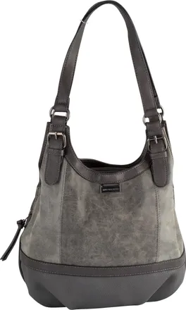 Tom Tailor Shopper TOM TAILOR JUNA, Damen, Gr. B/H/T: 31cm x 29cm x 14cm, grau, Lederimitat, Taschen Shopper, mit schicken Zierschnallen