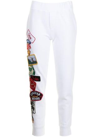 Dsquared2 pantalon de jogging &agrave; d&eacute;tails de patchs - Blanc