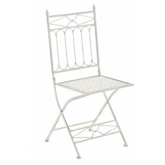 Clp Chaise de jardin avec motifs d&eacute;coratifs au dos et encadrer diverses couleurs colore : Blanc antique