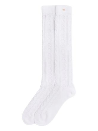 Valentino Garavani chaussettes &agrave; d&eacute;tail VLogo - Blanc