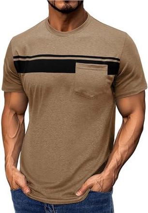 Generic T-shirt de sport décontracté à manches courtes et col rond pour homme - Léger et respirant - Avec poche - Pour le sport, la course à pied, la gym, kak