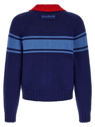 Marni Color-Block Knit Cardigan - Navy
