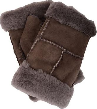 SNUGRUGS Mitaines dhiver épaisses et douces en peau de mouton véritable pour femme, marron, S-M