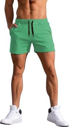 Generic Short de sport pour homme - Coupe ajust&eacute;e - Boxer chino noir l&eacute;ger en coton - Pour adulte - Pantalon de marche - Pantalon de travail, vert menthe, XXL