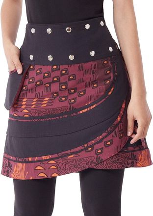Purewonder Damen Wickelrock Baumwolle Rock mit Tasche sk196 Rot Einheitsgr&ouml;&szlig;e Verstellbar