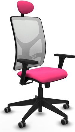 Piqueras y Crespo Computerstuhl in Rosa, mit 3D-Armlehnen, h&ouml;henverstellbarer Lendenwirbelst&uuml;tze und festem Kopfteil, ausgestattet mit 3 Positionen und Schaumstoff, Wei