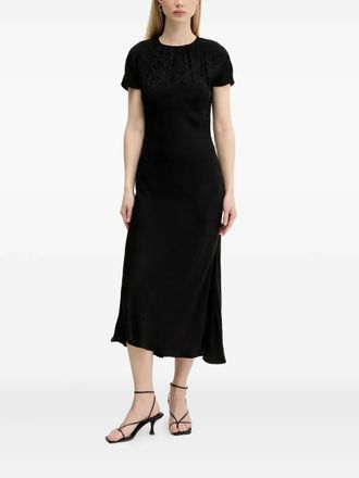 HUGO BOSS robe mi-longue à imprimé graphique - Noir