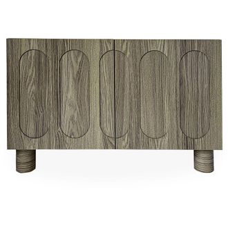 Menzzo Menzzo - Petit buffet r&eacute;tro-moderne avec portes sculpt&eacute;es Durand L80cm Ch&ecirc;ne gris&eacute;