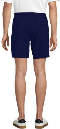 Lands End Seersucker-Badeshorts mit Hydroliner, 18 cm, Herren, Größe:52-54 regular, Blau, Elasthan/Polyester-Mischung, by Lands End