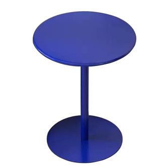 Generic Kleiner Esstisch, moderner runder Esstisch mit Tischplatte aus Metall und stabilem Gestell, Bartisch, K&uuml;chentisch f&uuml;r 2-4 Personen, Blau