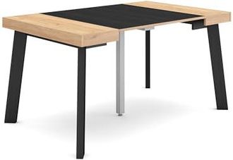 Skraut Home | Ausziehbarertisch | Multifunktionaler ausziehbarer | 140 | F&uuml;r 6 G&auml;ste | H&ouml;lzerne Beine | Moderner Stil | Eiche Schwarz