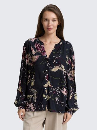 Tom Tailor Langarmbluse Blusen & Shirts Loose Fit Bluse mit Muster