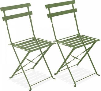 Oviala Oviala - Lot de 2 chaises pliantes en acier vert cactus