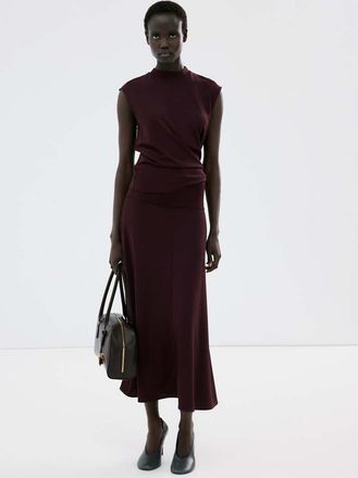 Mango Top en maille fine avec col chemin&eacute;e lie de vin - Femme - XS - MANGO