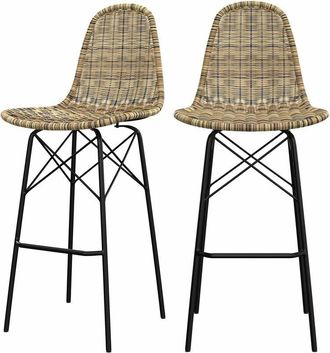 Rendez-Vous Déco Lot de 2 chaises de bar 76 cm en résine tressée beige - TIPTUR