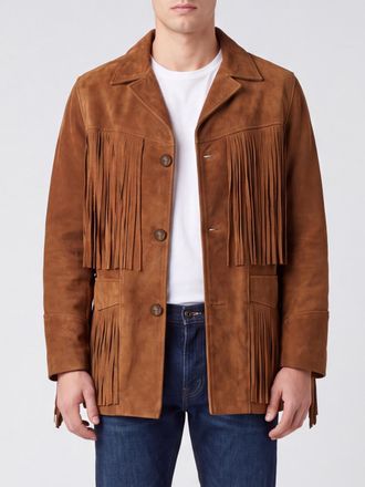 Schott NYC SCHOTT N. Y.C. Surchemise en daim avec franges et col cubain