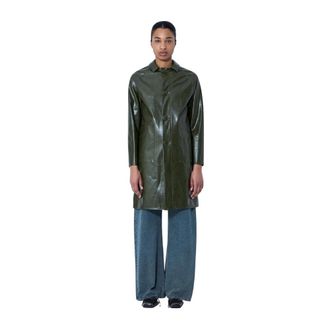 Maison Margiela Faux-Leather Button-Up Coat - - Coats - Damen - Gr&uuml;n - S