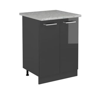 Vicco Meuble Bas de Cuisine R-Line, Anthracite Haute Brillance, 60cm PT Marbre