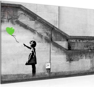 Runa Art Bild Banksy Ballon Girl Modern Wandbilder Loft Wohnzimmer 1 Teilig - Made In Germany - Street Art Grün Flur 301615b