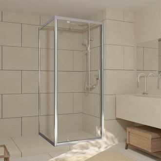 Aurlane Aurlane - porte de douche pivotante et retour 90x90x200cm - profilés chrome - verre trempé 6mm