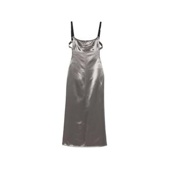 The Attico Femme, Robes, Gris, Taille: 38 FR Robe Midi Satin&eacute;e