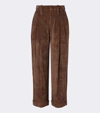 Brunello Cucinelli Pantalon droit en velours &agrave; plis