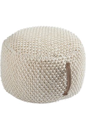 Novel Pouf, Beige, Textil, F&uuml;llung: Styroporkugeln, 50x30x50 cm, Handmade in India, Care & Fair, Indoor, Sitzfl&auml;che gepolstert, mit Griff, rutschfest, forms