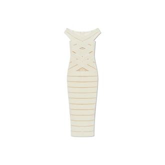 Balmain Mesh-Strick-Bodycon-Kleid - - Dresses - Damen - Beige - XS
