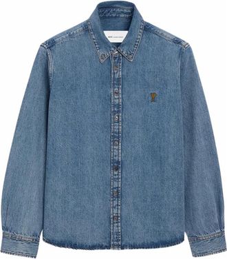 Ami Homme, Chemises, Bleu, Taille: M De Coeur Denim Shirt
