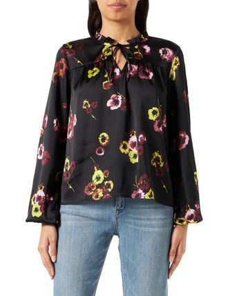 Kaffe Kaffe Damen Kadonna Bluse, Schwarzer tief/grüner Blumendruck, 38