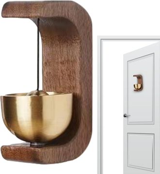 Generico T&uuml;rglocke aus Holz, dekorative T&uuml;rglocke aus starkem Holz | Rustikale T&uuml;rglocke f&uuml;r Dekorationen im Innenbereich, Messing-T&uuml;rklingel f&uuml;r K&uuml;hlschrank, 