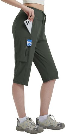 Baleaf Wandershorts Damen 15 Zoll Outdoorshorts Kurz Bermudashorts Schnelltrocknend Damen Shorts Armeegr&uuml;n XL
