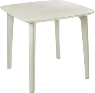 Beliani Table de Jardin en Mati&egrave;re Synth&eacute;tique 4 Places R&eacute;sistante aux Intemp&eacute;ries Meuble Patio Terrasse Ext&eacute;rieur Beige Clair Sorico