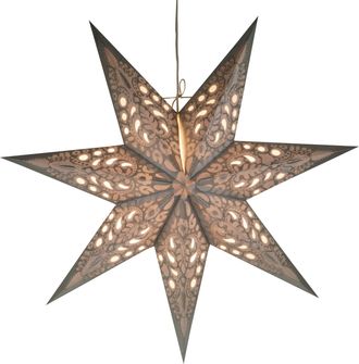 Guru Shop Faltbarer Advents Leucht Papierstern, Weihnachtsstern 60 cm - Priamos Silber