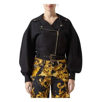 Versace Jeans Couture Femme, Vestes, Noir, Taille: 34 FR Veste Courte en Lin et Viscose