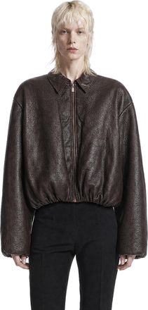 Magda Butrym Cropped Leather Bomber Jacket