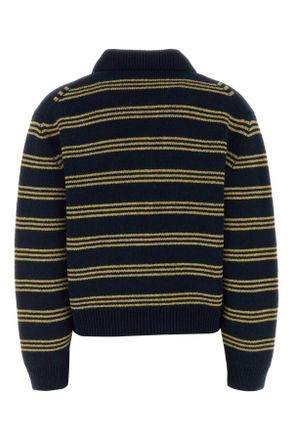 Miu Miu Striped Wool-Blend Cardigan - Navy