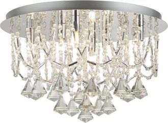 Searchlight Searchlight - Mela - Plafonnier semi-affleurant à 6 ampoules au chrome, transparent avec verre en cristal, G9