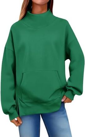 Generic Sweat &agrave; Capuche Femme Sweat-shirt Saison Imprim&eacute; Graphique Manches Longues Pull Tricot&eacute; Tops Col Montant Pull Femme Sweat-shirt Sans, vert, 3XL