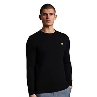Lyle & Scott Homme Pull Ras du Cou en Coton Mérinos, Jet Black, XS