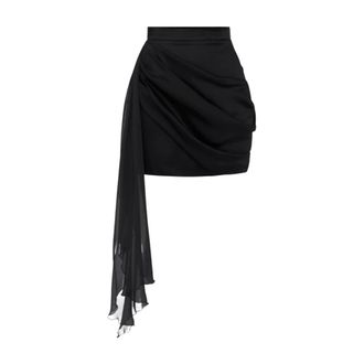 Elisabetta Franchi Femme, Jupes, Noir, Taille: 38 FR Mini-jupe drap&eacute;e en satin