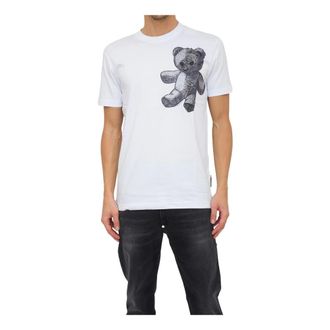 Philipp Plein Homme, Tops, Blanc, Taille: XL T-shirt Col Rond Blanc