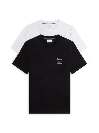 Tommy Hilfiger T-Shirt TOMMY HILFIGER 2 PACK CHEST GRAPHIC REG TEES, Herren, Gr. XXL, schwarz (wei&szlig;, schwarz), Jersey, Obermaterial: 100% Baumwolle, regular fit norm