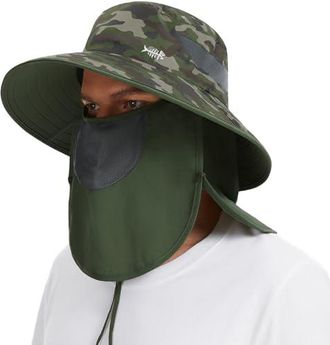 Bassdash Chapeau de Soleil Respirant UPF 50+ avec Couvre-Visage Amovible et Rabat de Cou Chapeau Unisexe &agrave; Large Bord r&eacute;sistant &agrave; leau pour la p&ecirc;che la randonn